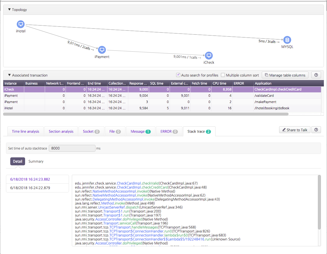 Using JENNIFER Auto Stacktrace – JENNIFERSOFT