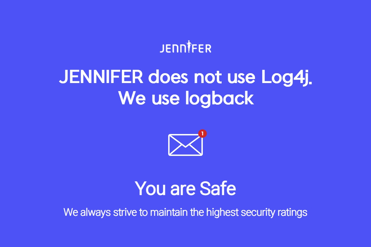 [Notice]JENNIFER does not use Log4j. – JENNIFERSOFT